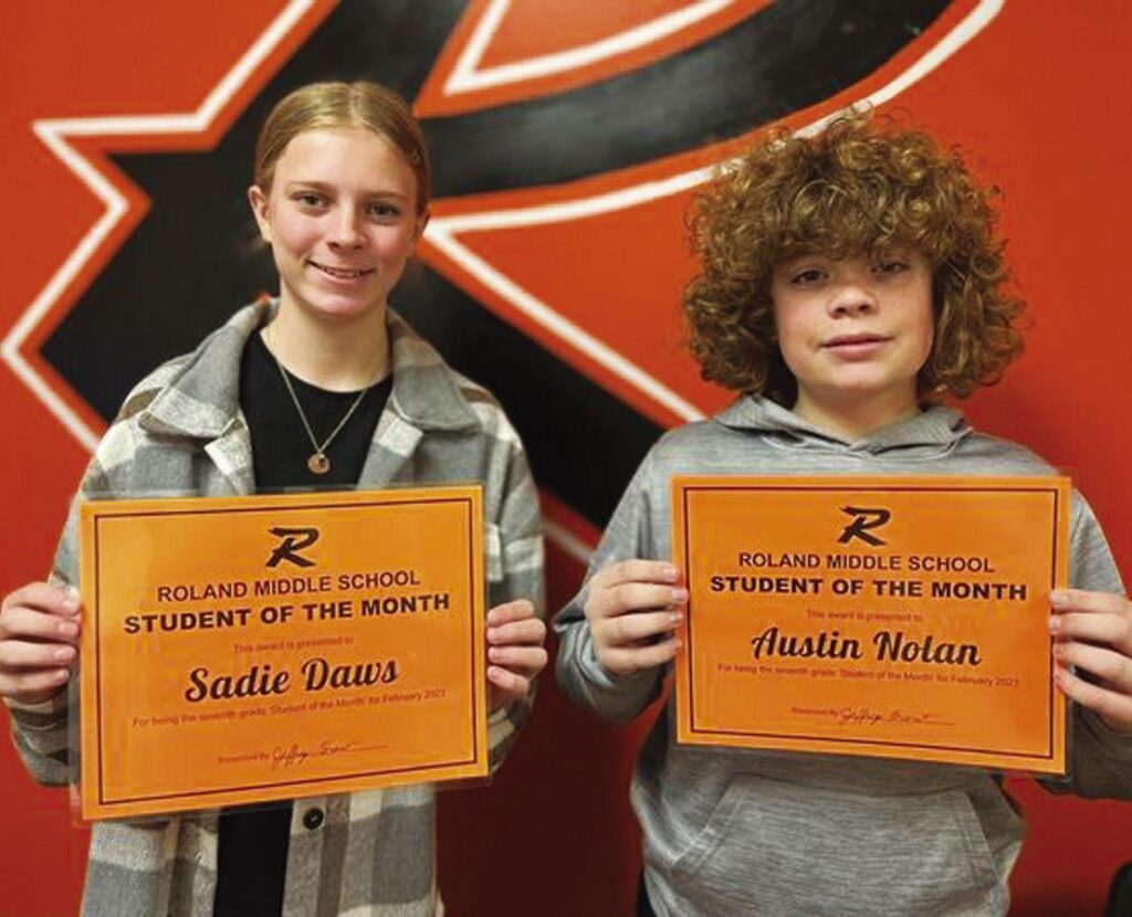 Roland Middle School February Students of the Month
